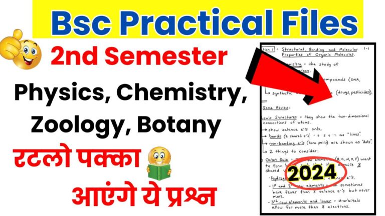 Bsc 2nd Semester Practical Files: Physics, Chemistry, Zoology, Botany