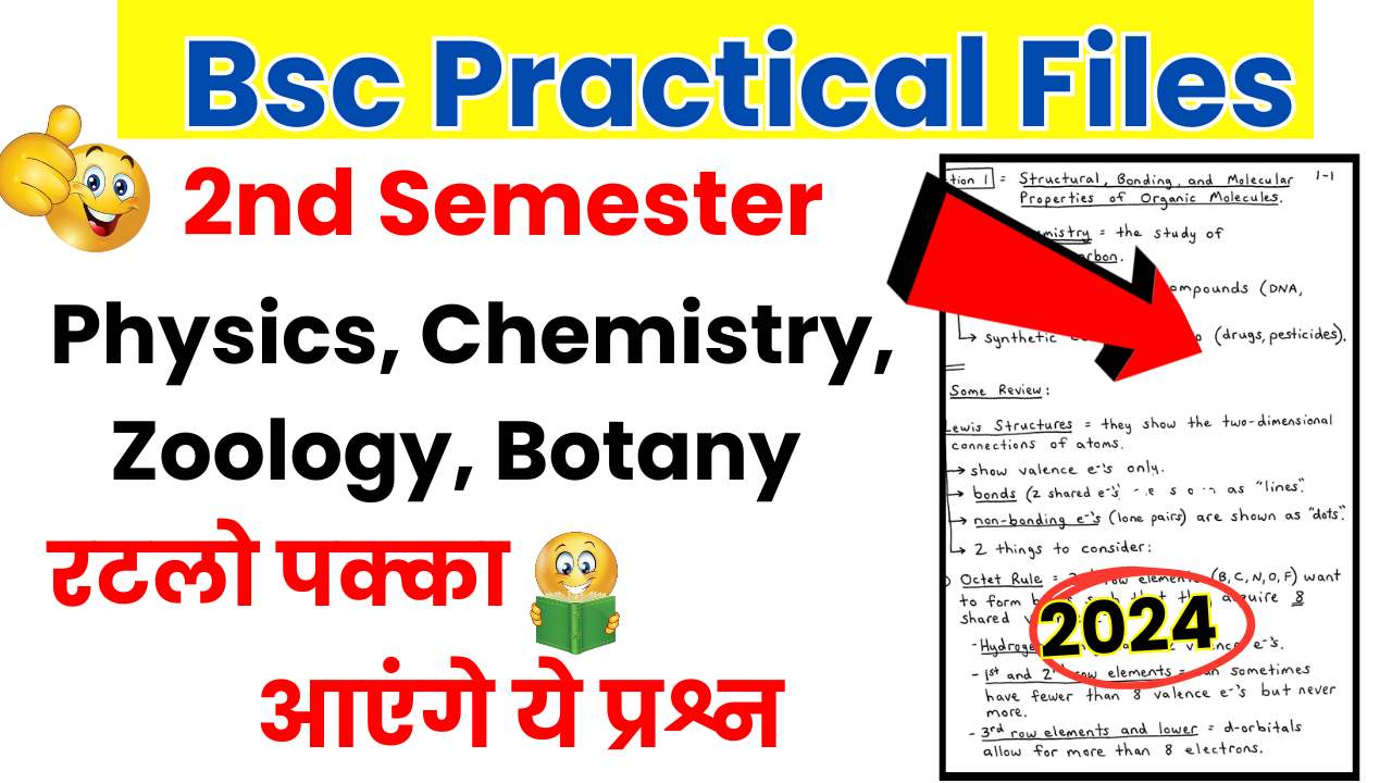 Bsc 2nd Semester Practical Files: Physics, Chemistry, Zoology, Botany