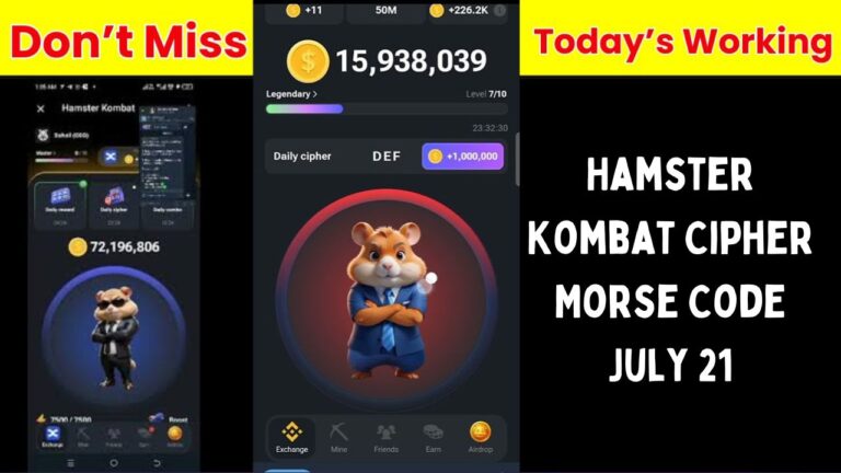 Don’t Miss Daily Hamster Kombat Cipher Morse Code July 21, 2024!