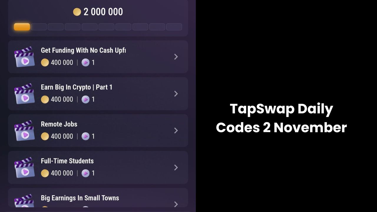 Today TapSwap Daily Codes 2 November 2024